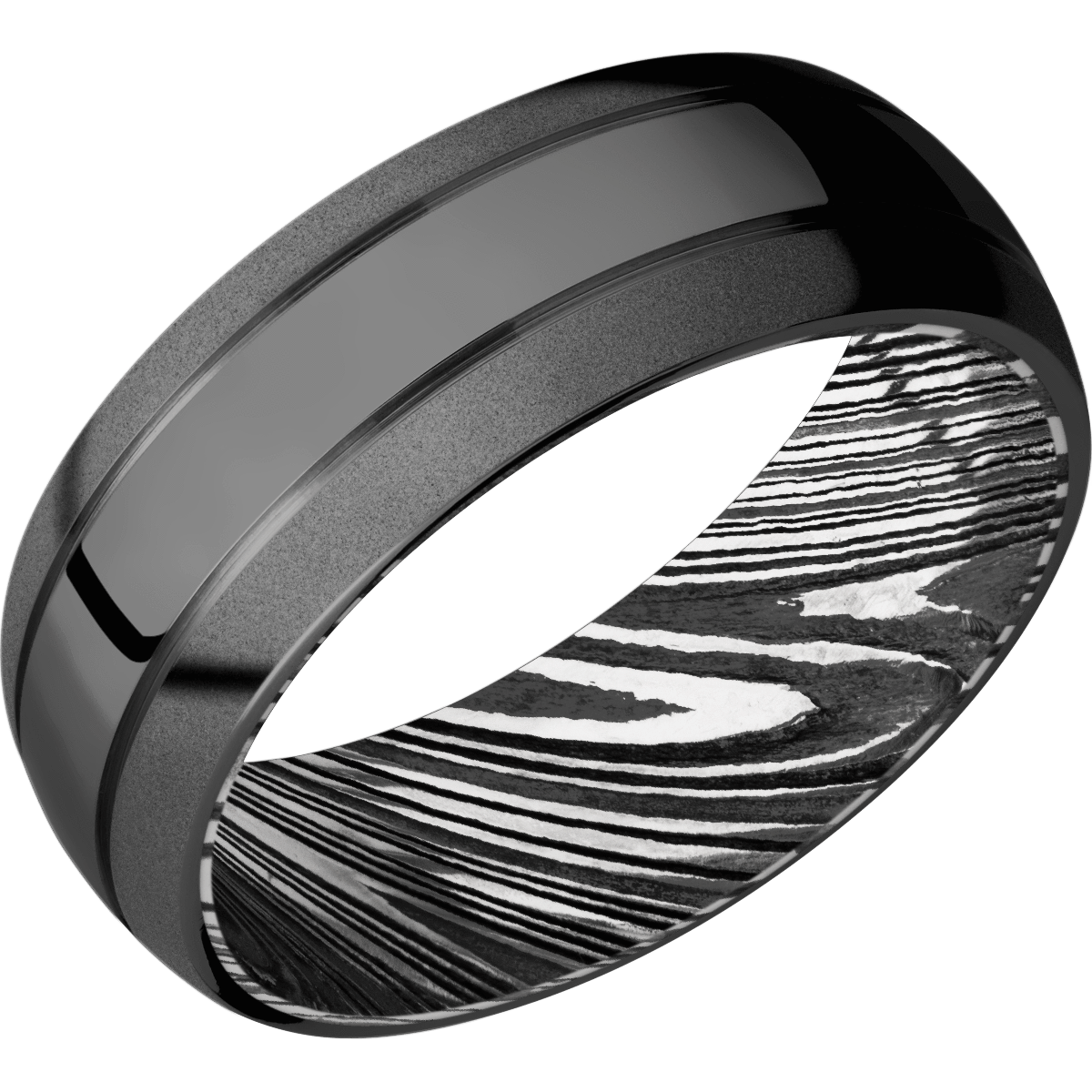 Zirconium & Damascus Band – Identity Diamonds